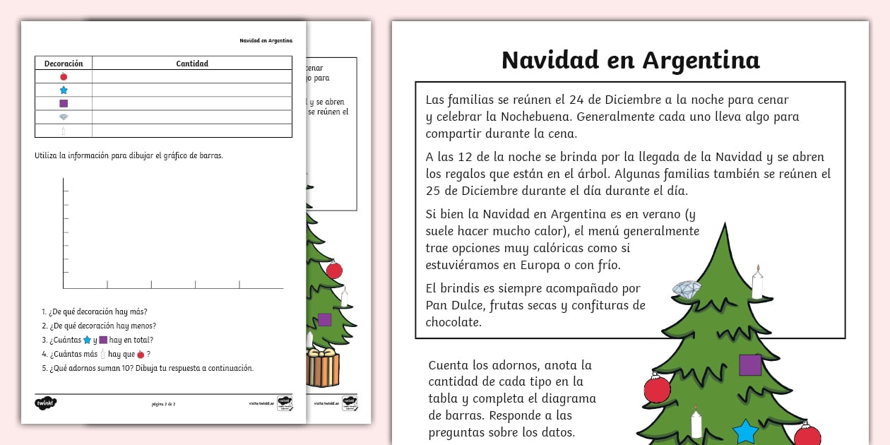 Hoja de actividad: Navidad en Argentina - Twinkl