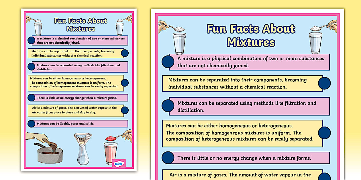 Fun Facts About Mixtures Display Poster (teacher made)