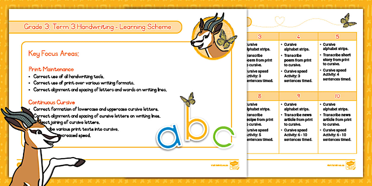 Grade 3: Term 3 Handwriting Learning Scheme (teacher made)
