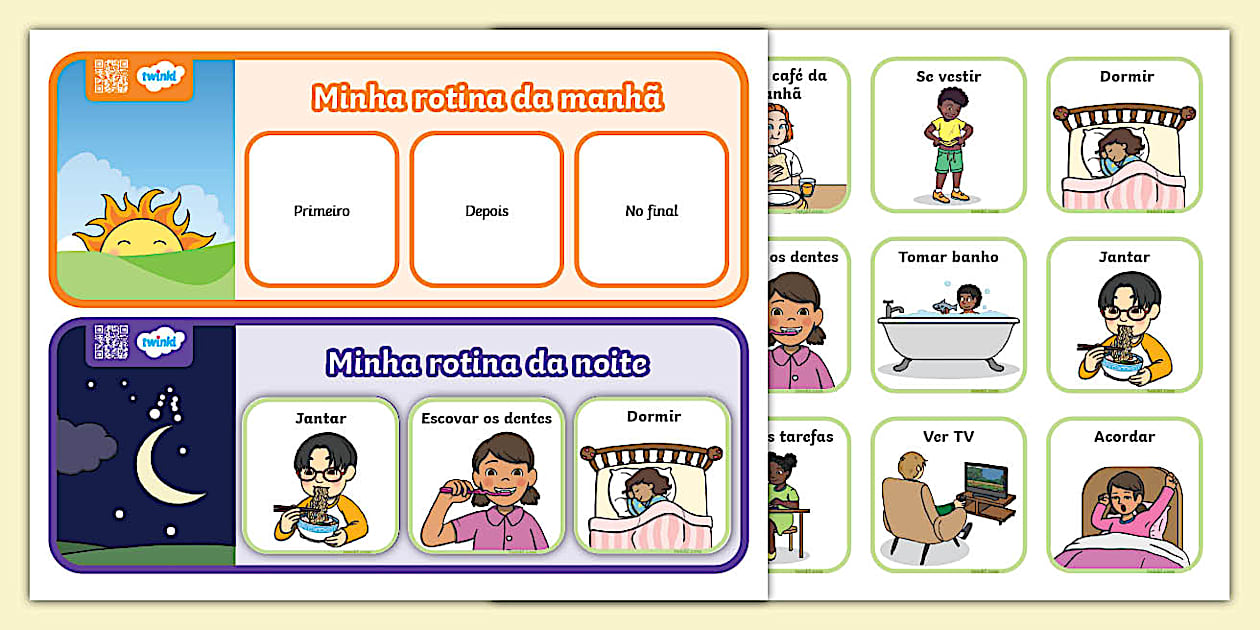 Minha rotina dia X noite - Folha de atividade - Twinkl