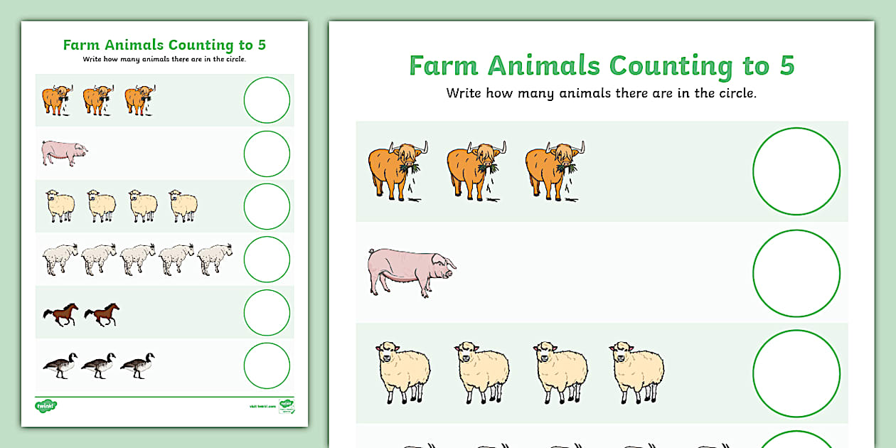 👉 Farm Animal Counting to 5 Activity (Teacher-Made)