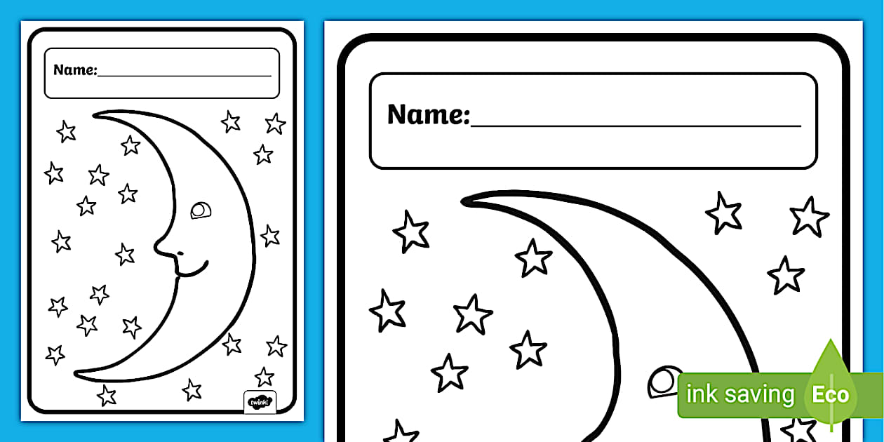 Moon Colouring Book Cover (Teacher-Made) - Twinkl