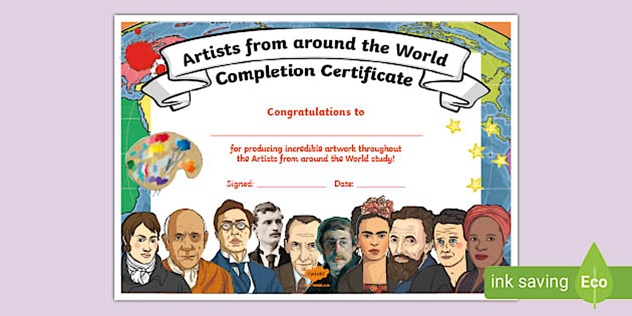 Artists from around the World Completion Certificate