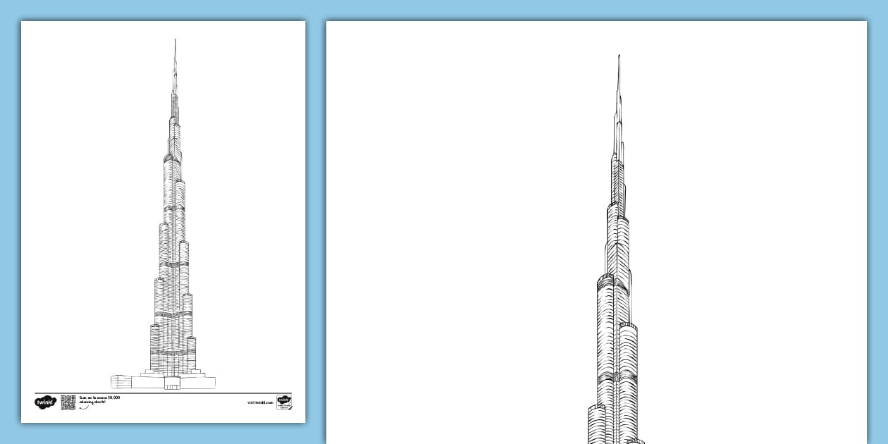 Burj Khalifa Colouring Pages Printable (Teacher-Made)