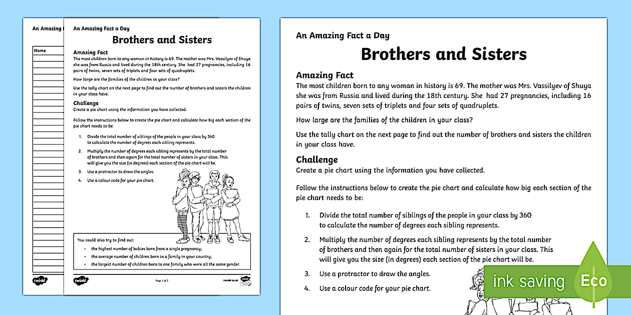 Editable Brothers and Sisters Worksheet - Twinkl
