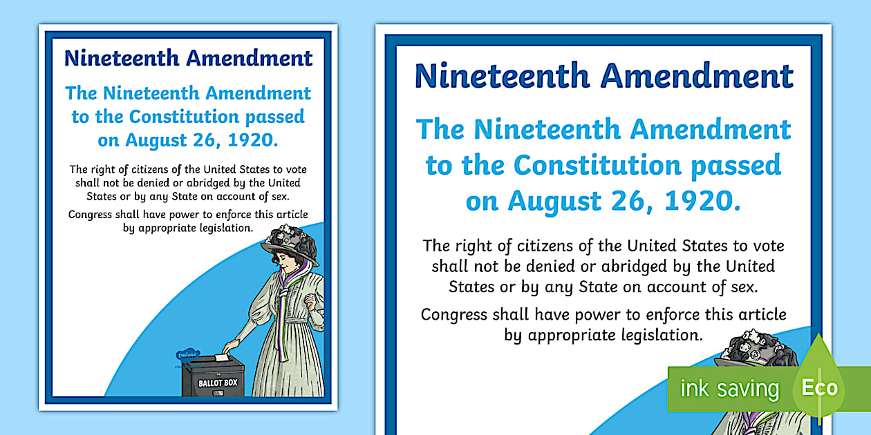 19th Amendment Poster for Kids | The U.S. Constitution