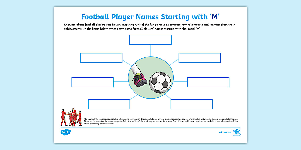 Football Player Names Starting with 'M' Activity - Twinkl