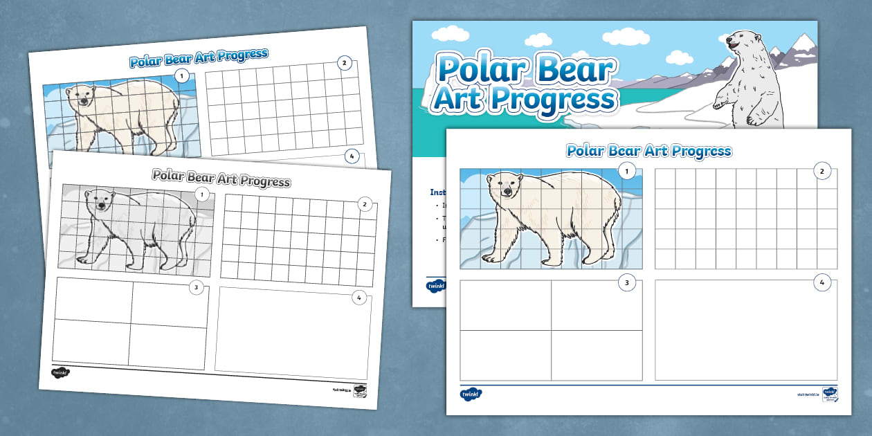 Polar Bear Art Progress Template (teacher made) - Twinkl