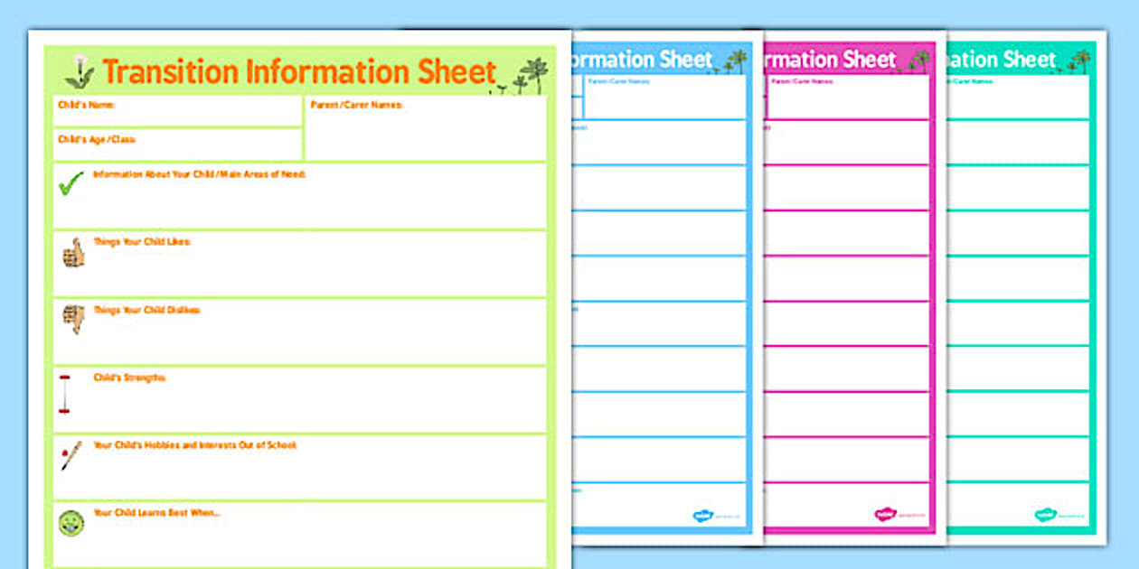 SEN Parent Transition Information Sheet Primary - Twinkl