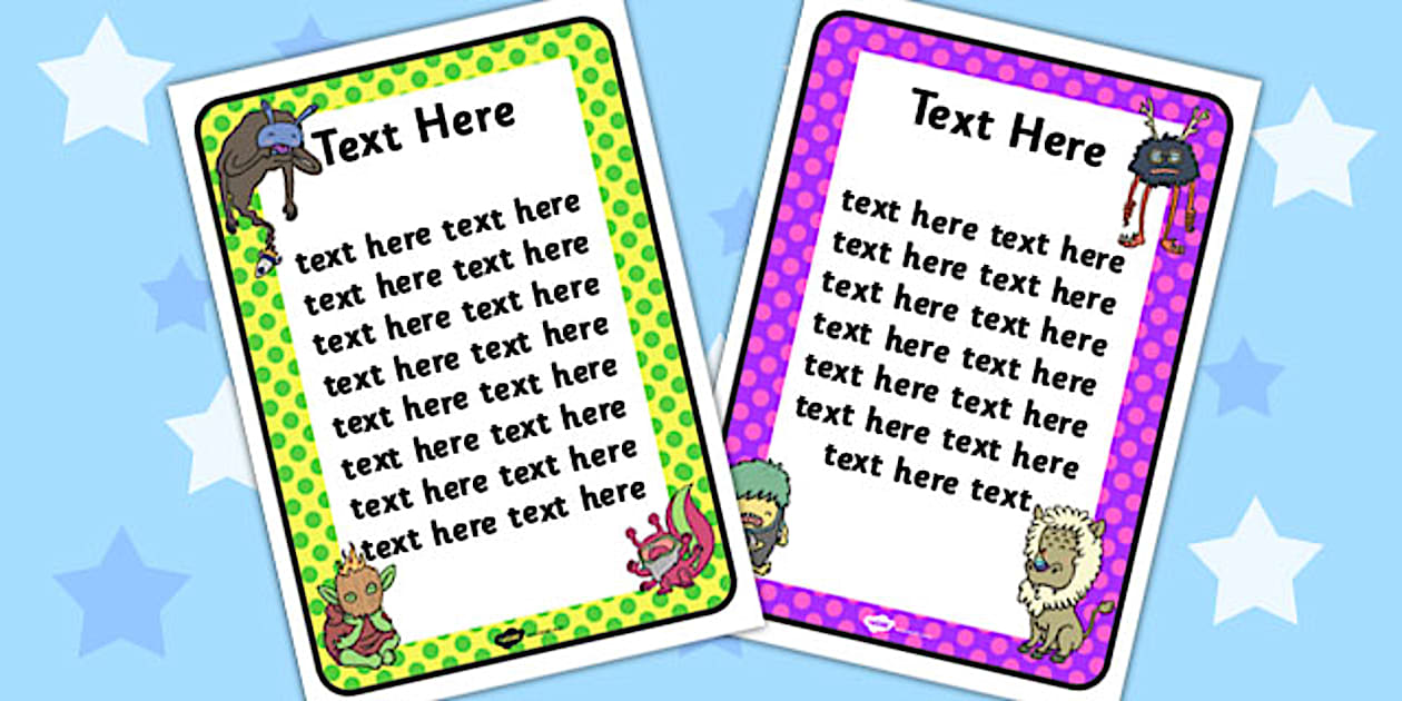 Monster Themed Editable Display Poster (Teacher-Made)