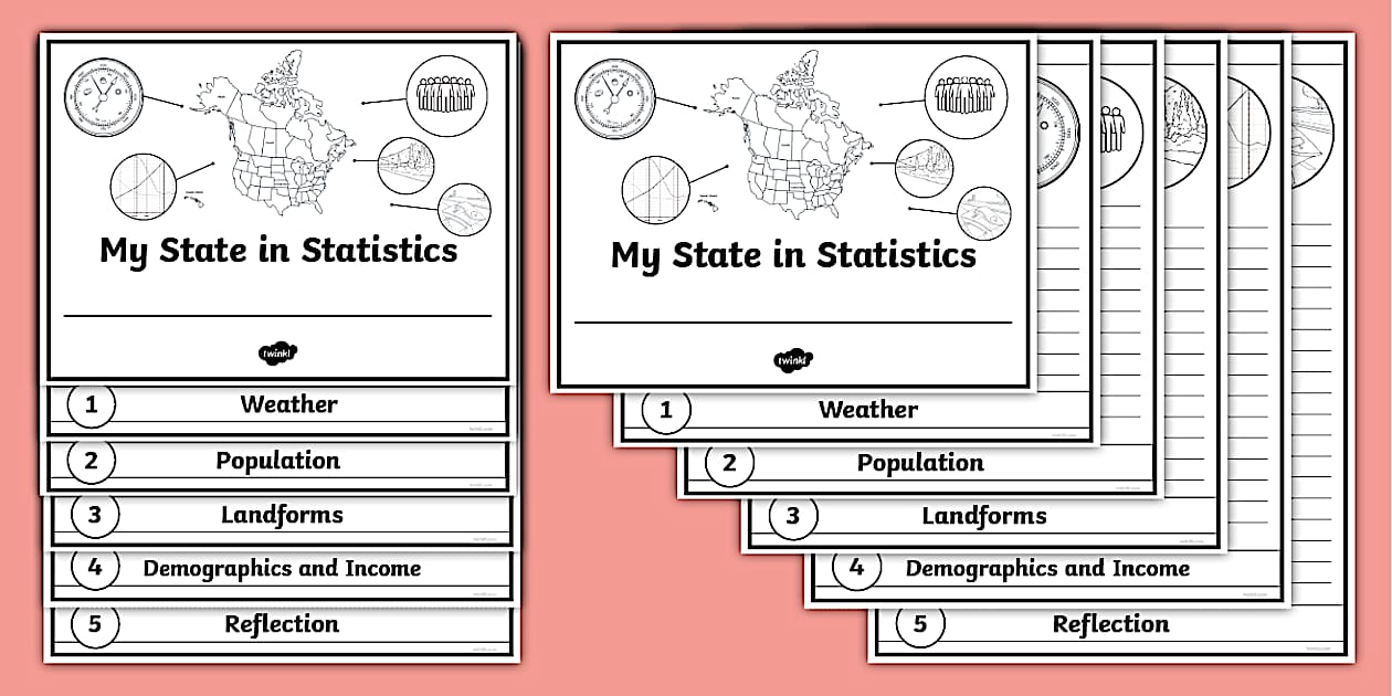 My State in Statistics Flipbook for 3rd-5th Grade - Twinkl