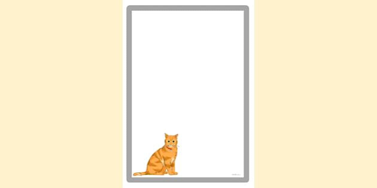 Simple Blank Pets Cat Ginger Border | Page Borders | Twinkl