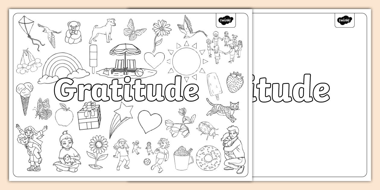 Gratitude Doodles Colouring Page (teacher made) - Twinkl