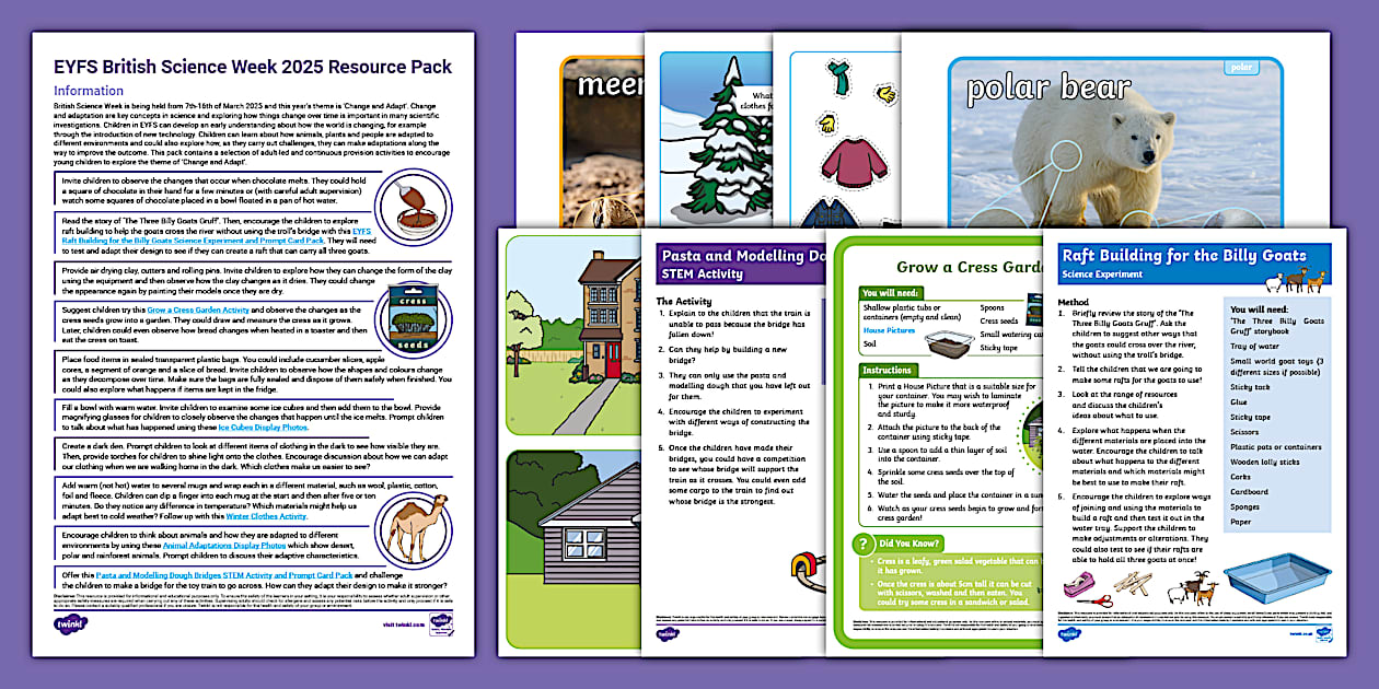 Kindergarten British Science Week 2025 Resource Pack: Change & Adapt