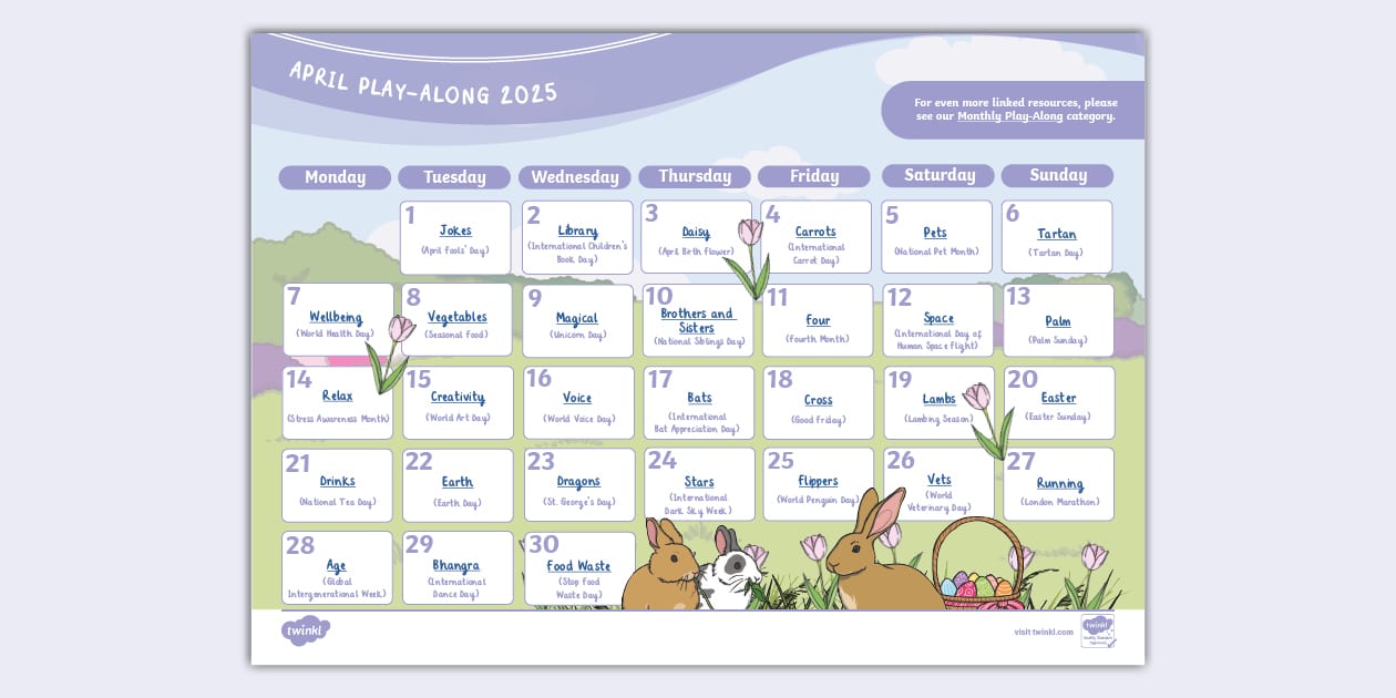April Play-Along Calendar (2024) (teacher made) - Twinkl