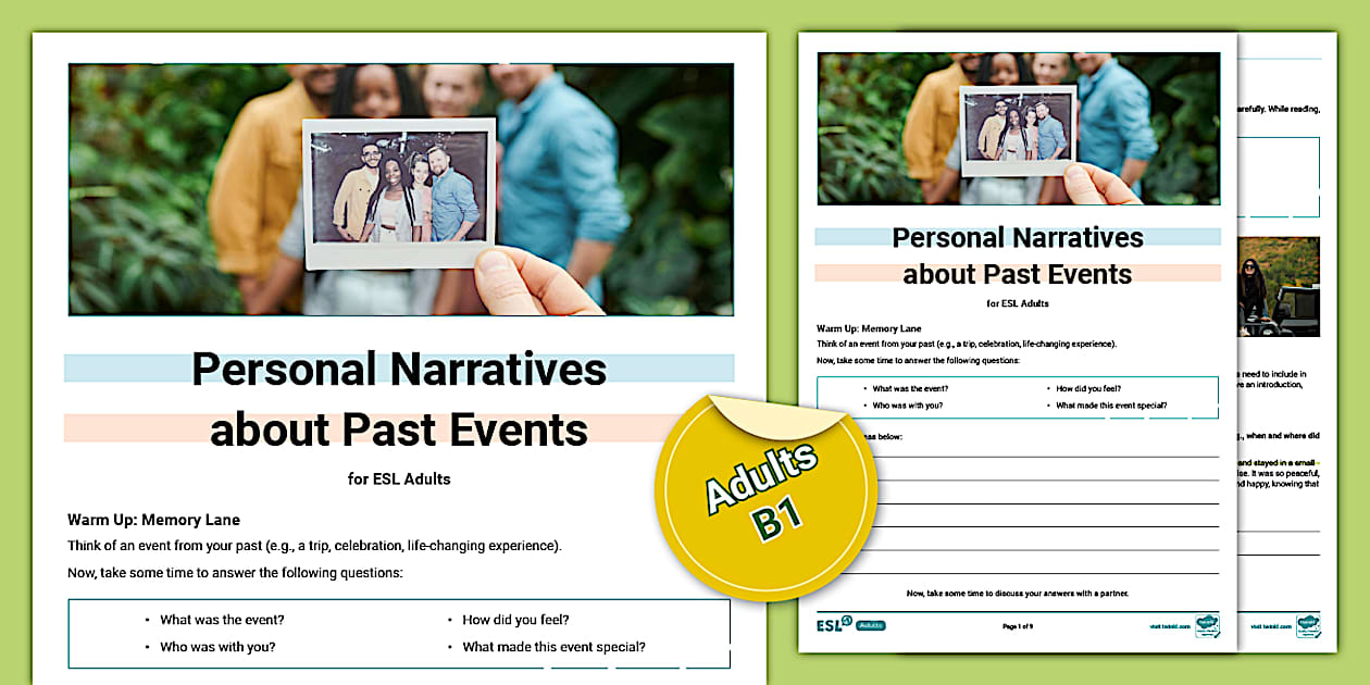 ESL Personal Narratives about Past Events [Adults, B1]