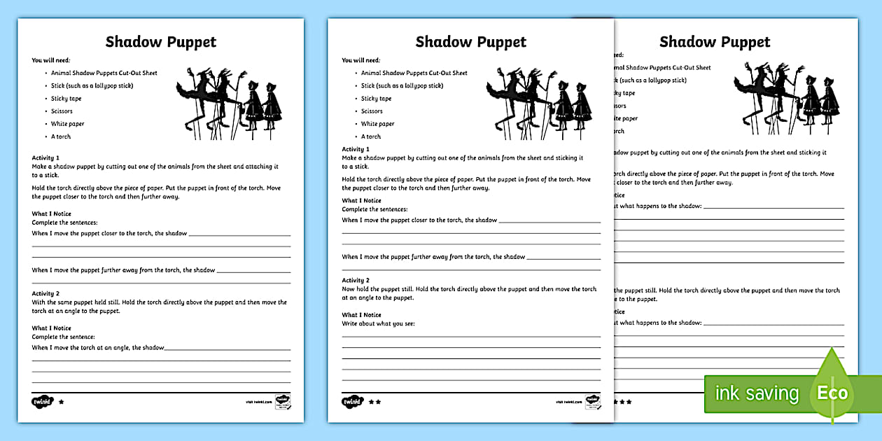 Cursive Shadow Puppet Differentiated Worksheets - Twinkl