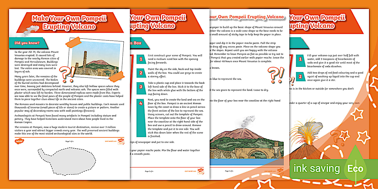 Make Your Own Pompeii Erupting Volcano - Twinkl