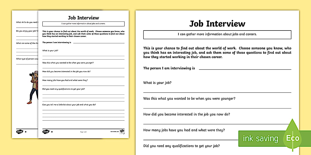 Job Interview Template For Students (teacher made) - Twinkl