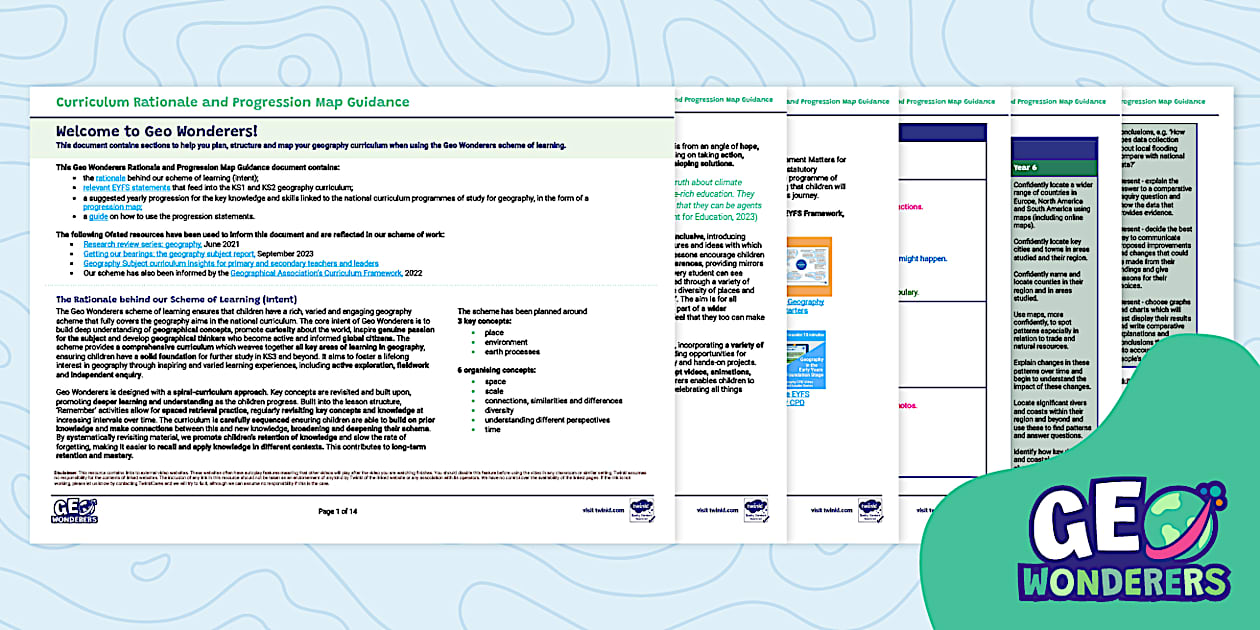 Geo Wonderers Rationale and Progression Map Guidance