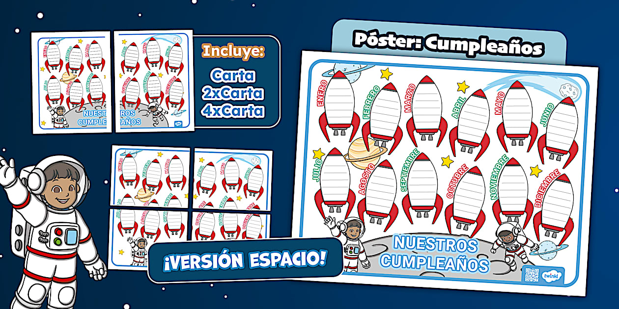 Póster |Cumpleaños| El Espacio|Decoración |Mural |Ambientación