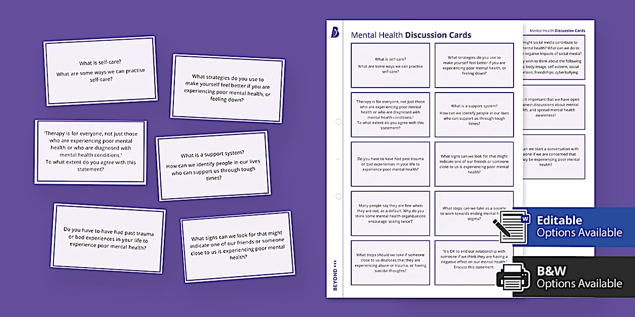 Mental Health Discussion Cards | Beyond PSHE - Twinkl