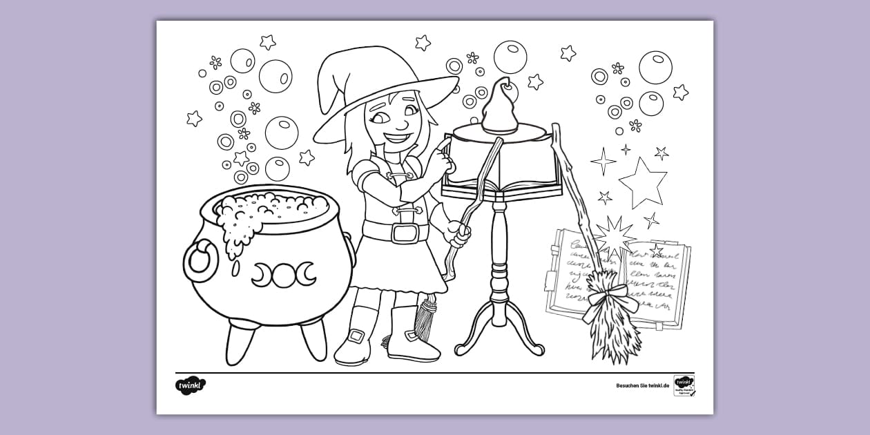 Die Hexe - Ausmalbild (teacher made) - Twinkl