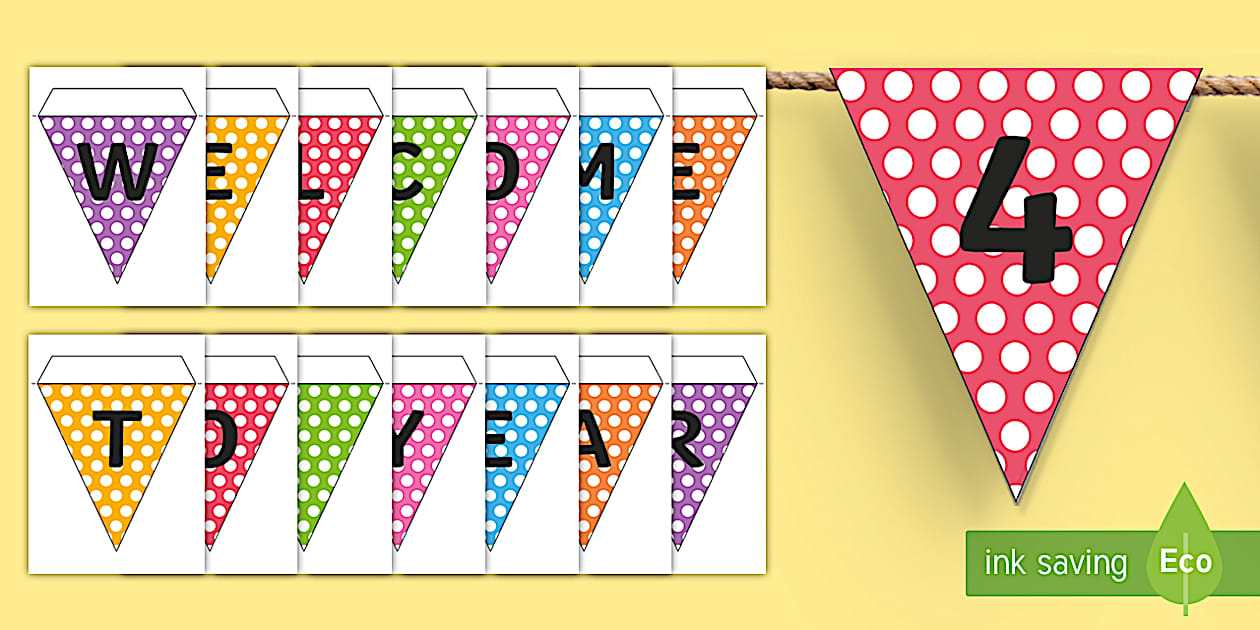 👉 Welcome to Year 4 Display Bunting (teacher made)