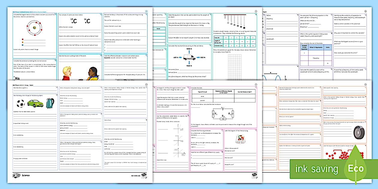 AQA Combined Science Physics Paper 1 Revision Mats | Beyond