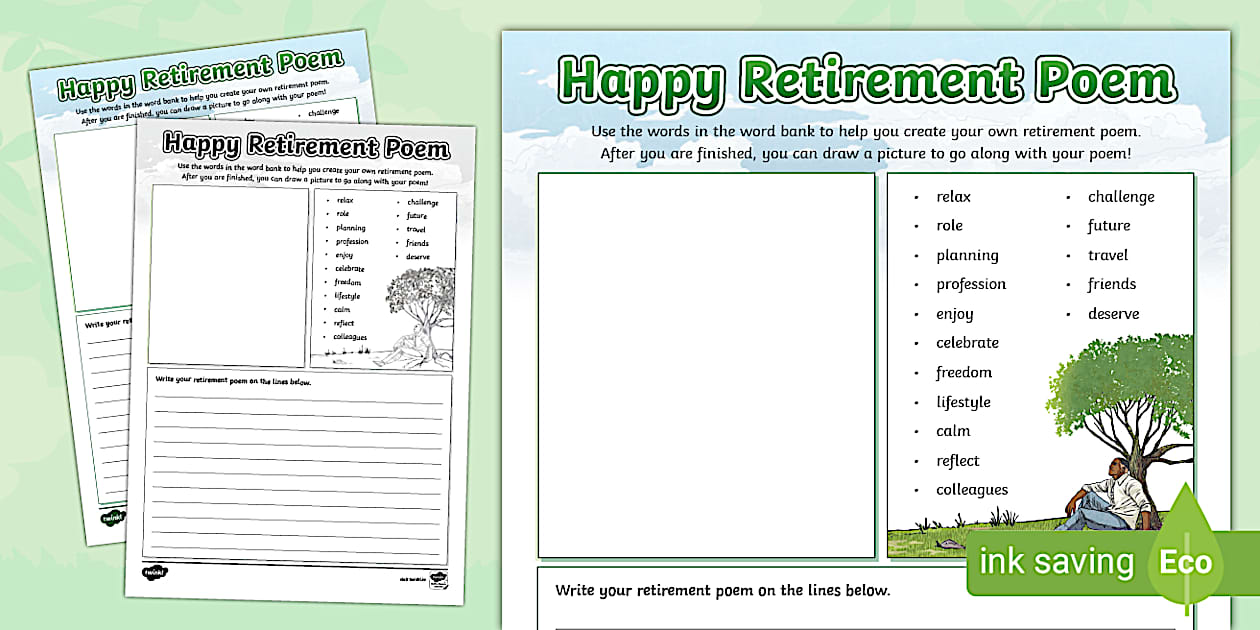 Happy Retirement Poem Writing Template (teacher made)