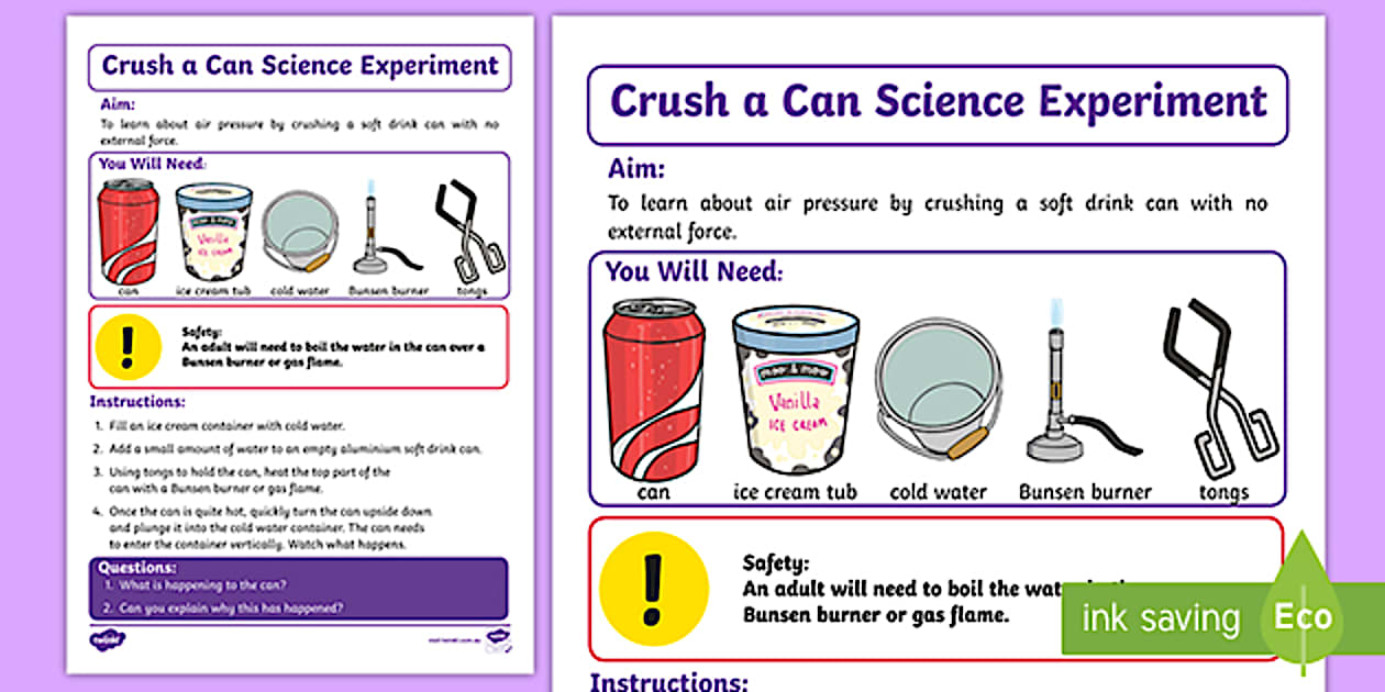 VIC Crush a Can Science Experiment (teacher made) - Twinkl