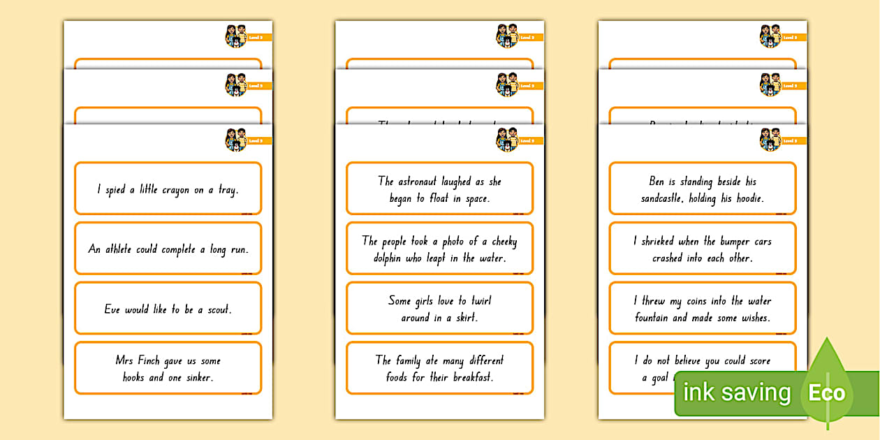 Level 5 Phonics Dictation Sentences Weeks
