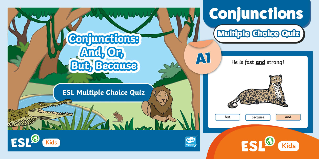 ESL Conjunctions Quiz for Kids {A1}