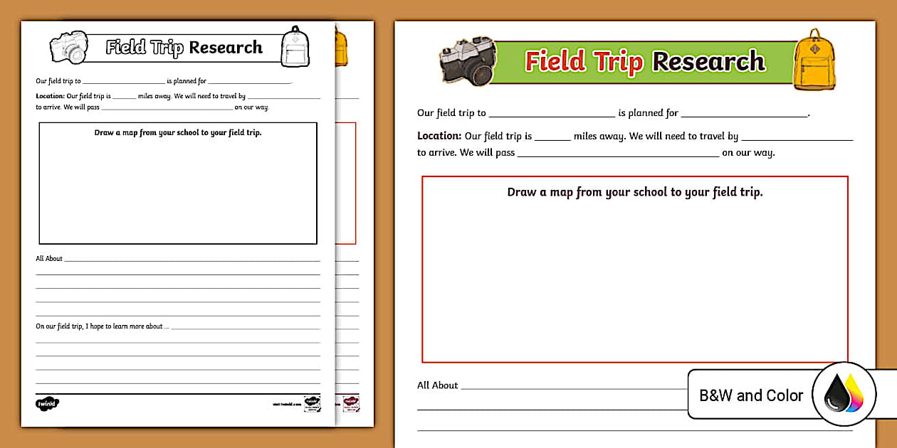 Field Trip Research Worksheet for 3rd-5th Grade - Twinkl