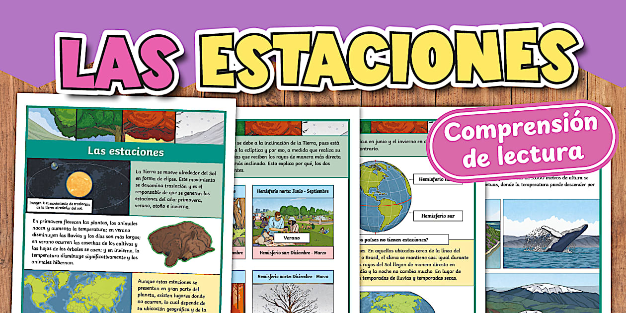 Comprensión de lectura: las estaciones- Twinkl Colombia
