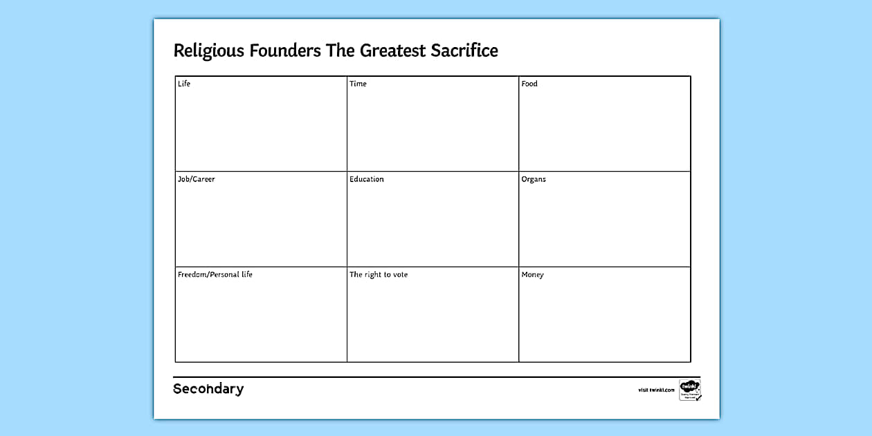 The Greatest Sacrifice Worksheet / Worksheet (teacher made)