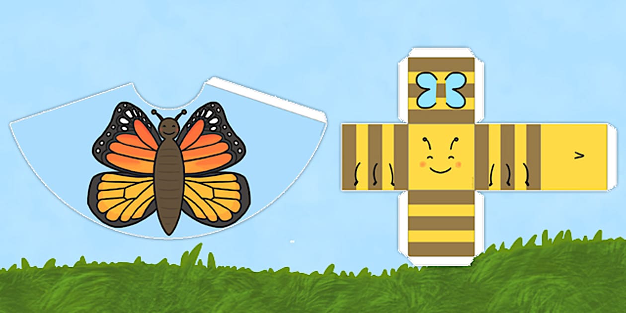 Minibeast Themed 3D Shape Nets (teacher made) - Twinkl