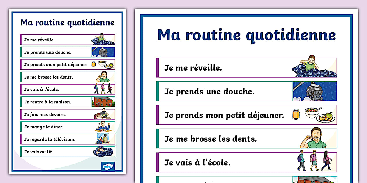 My Routine in French Display Poster (teacher made) - Twinkl