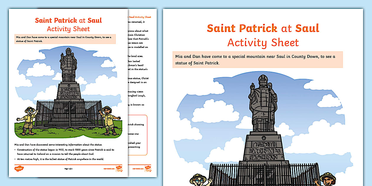 Saint Patrick Statue at Saul Activity Sheet (Teacher-Made)