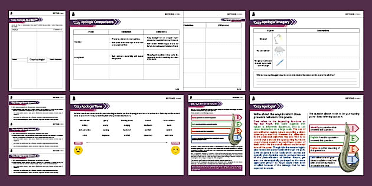 Cozy Apologia by Rita Dove Activity Pack (teacher made)