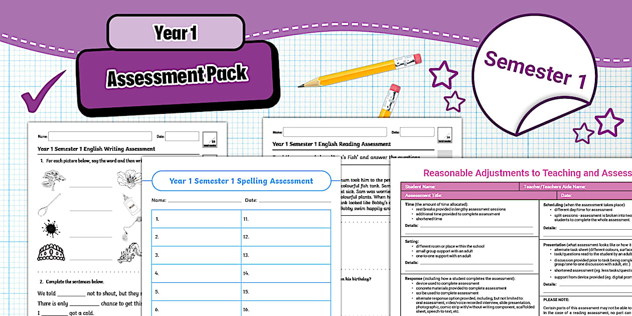 Year 1 Semester 1 Assessment Pack
