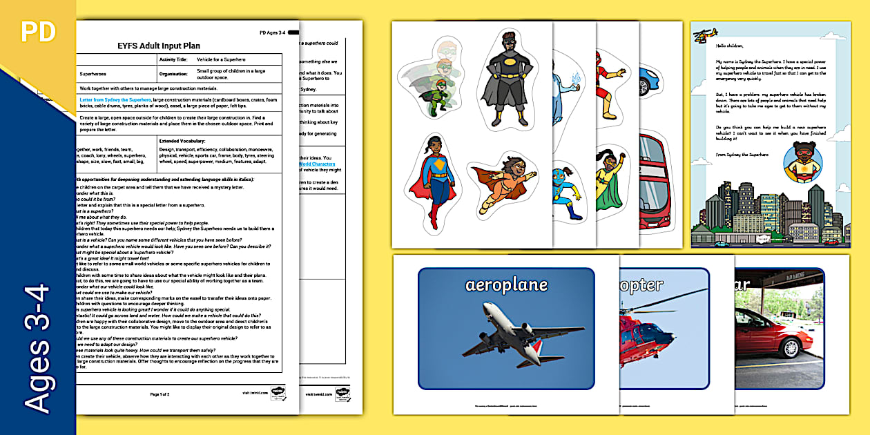 Kindergarten Superhero Vehicle Adult Input Plan and Resource Pack
