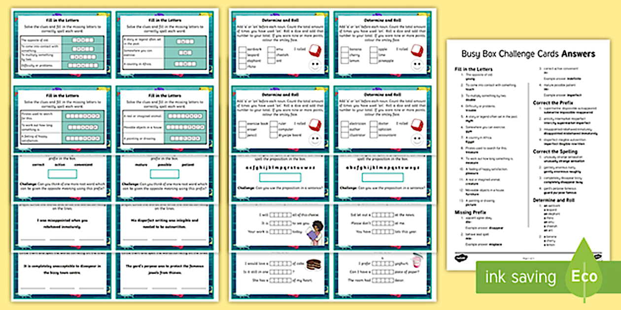 LKS2 English Challenges KS2: Resource Cards (teacher made)