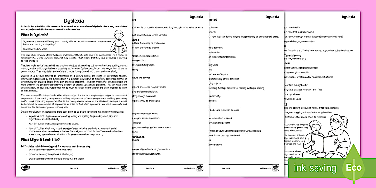 Dyslexia Information Overview (teacher made) - Twinkl