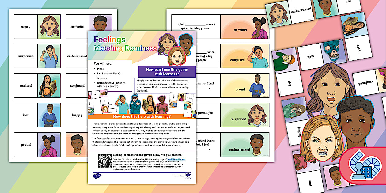 Feelings Matching Dominoes Games for Learners of EAL