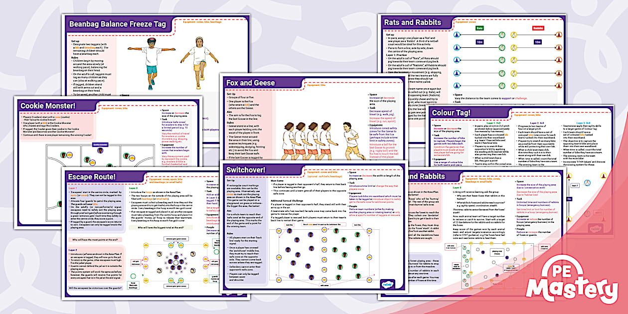 PE Mastery: Tagging Games Cards (Teacher-Made) - Twinkl