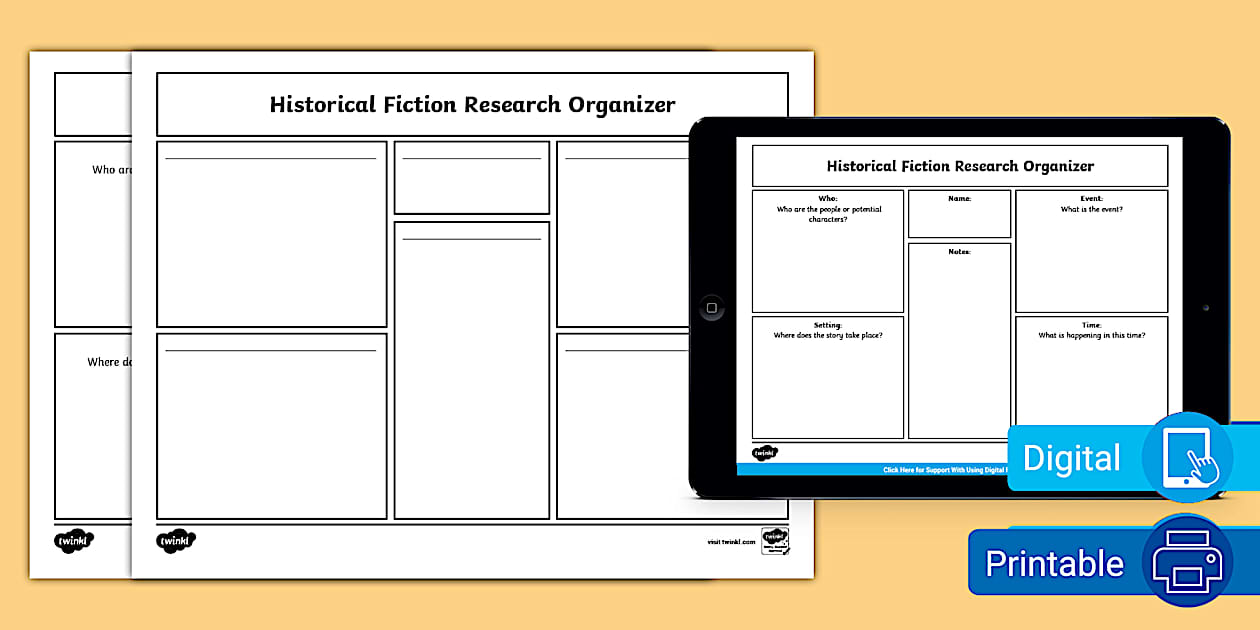 Sixth Grade Historical Fiction Research Organizer - Twinkl