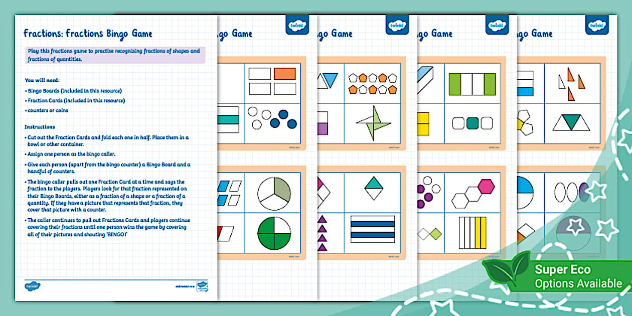 Fractions: Fractions Bingo Game (Ages 6 - 7) (teacher made)