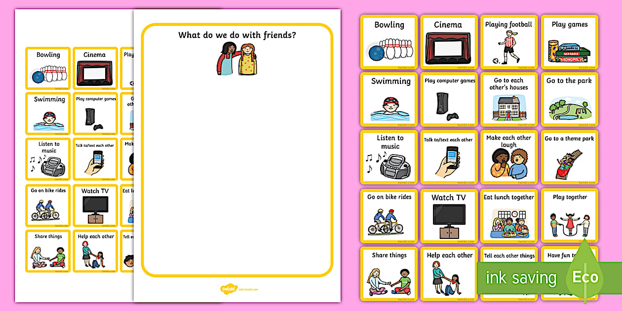 Editable What Do We Do With Friends Cut And Stick Activity