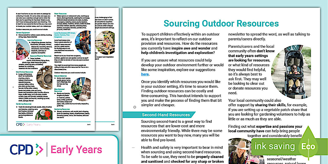 Sourcing Outdoor Resources - Outdoor Resources - EYFS CPD